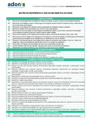 Simulado 02 (SAEB) Matemática - 9º ano (atividadepedagogica) - O melhor suporte para o professor ...