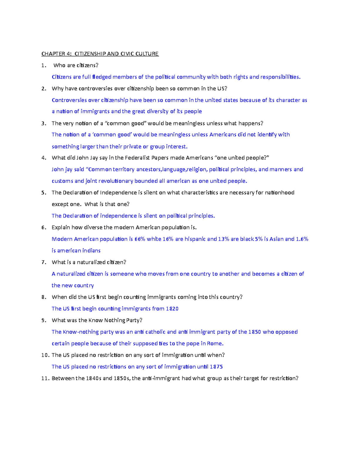 Chapter 4 - CHAPTER 4: CITIZENSHIP AND CIVIC CULTURE Who are citizens ...