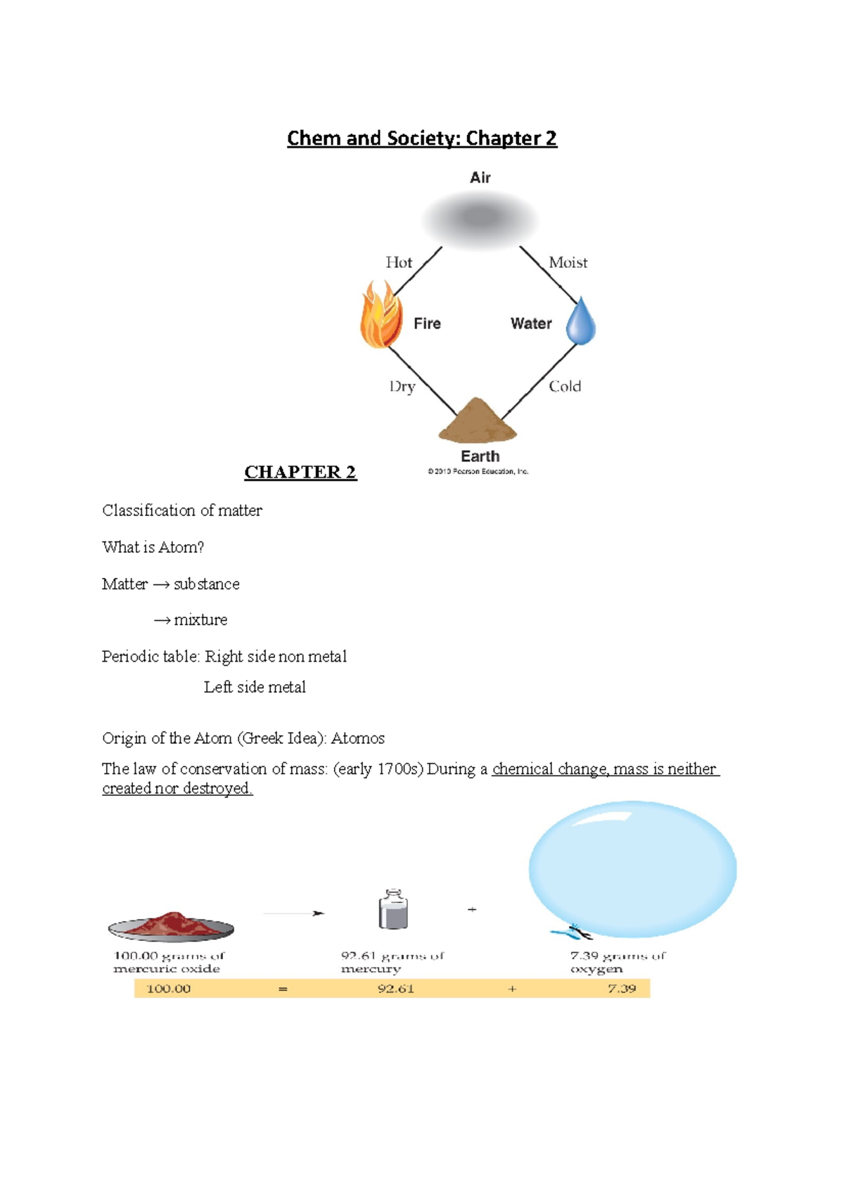 Chem and Society- chapter 2 - Chem and Society: Chapter 2 CHAPTER 2 ...