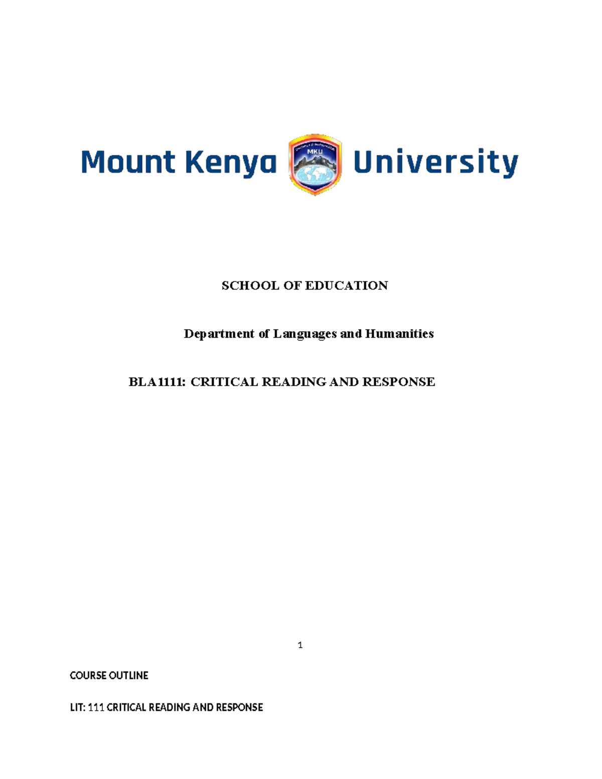 BLA1111 - MODULE - SCHOOL OF EDUCATION Department of Languages and ...