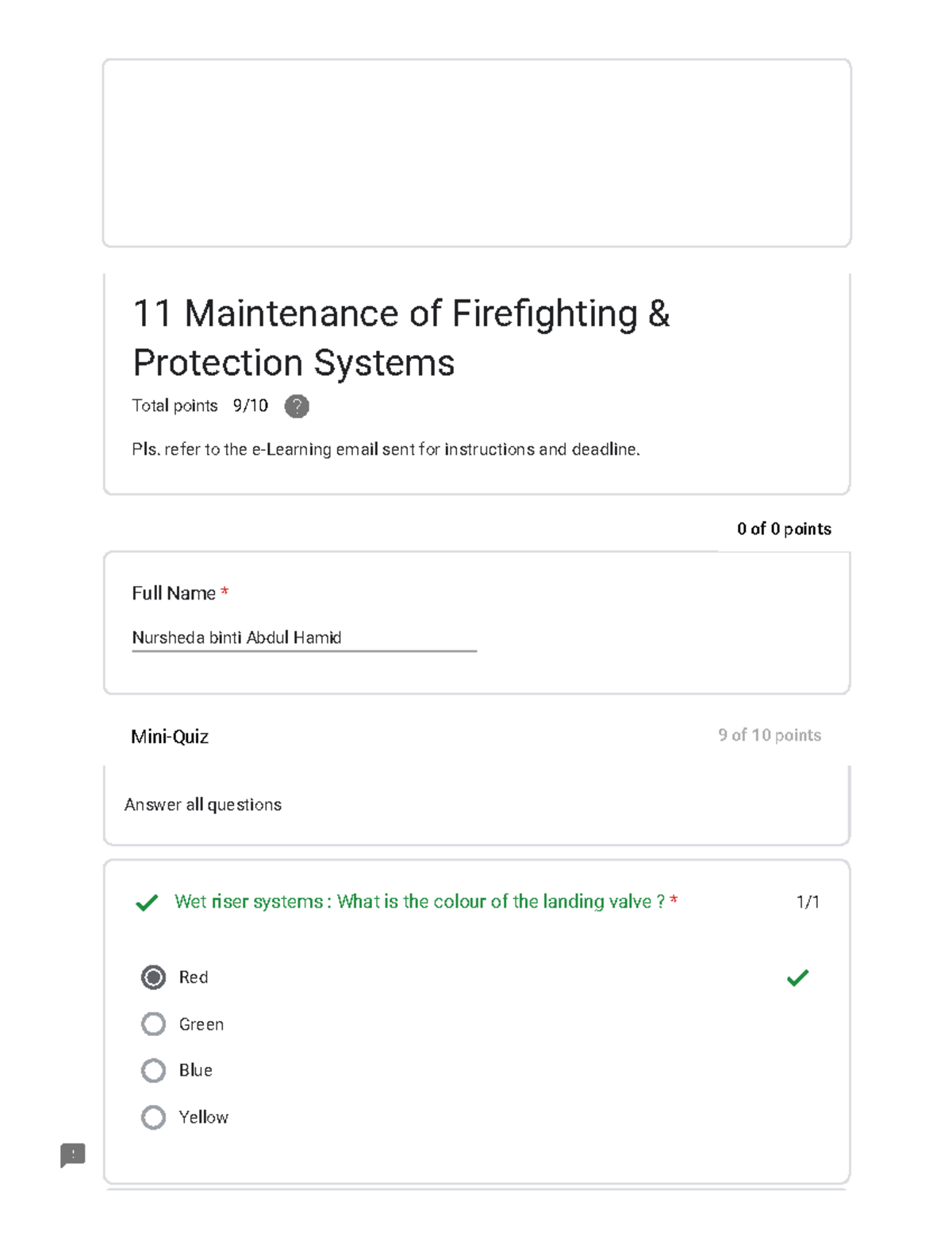 11 Maintenance of Firefighting & Protection Systems - 0 of 0 points ...