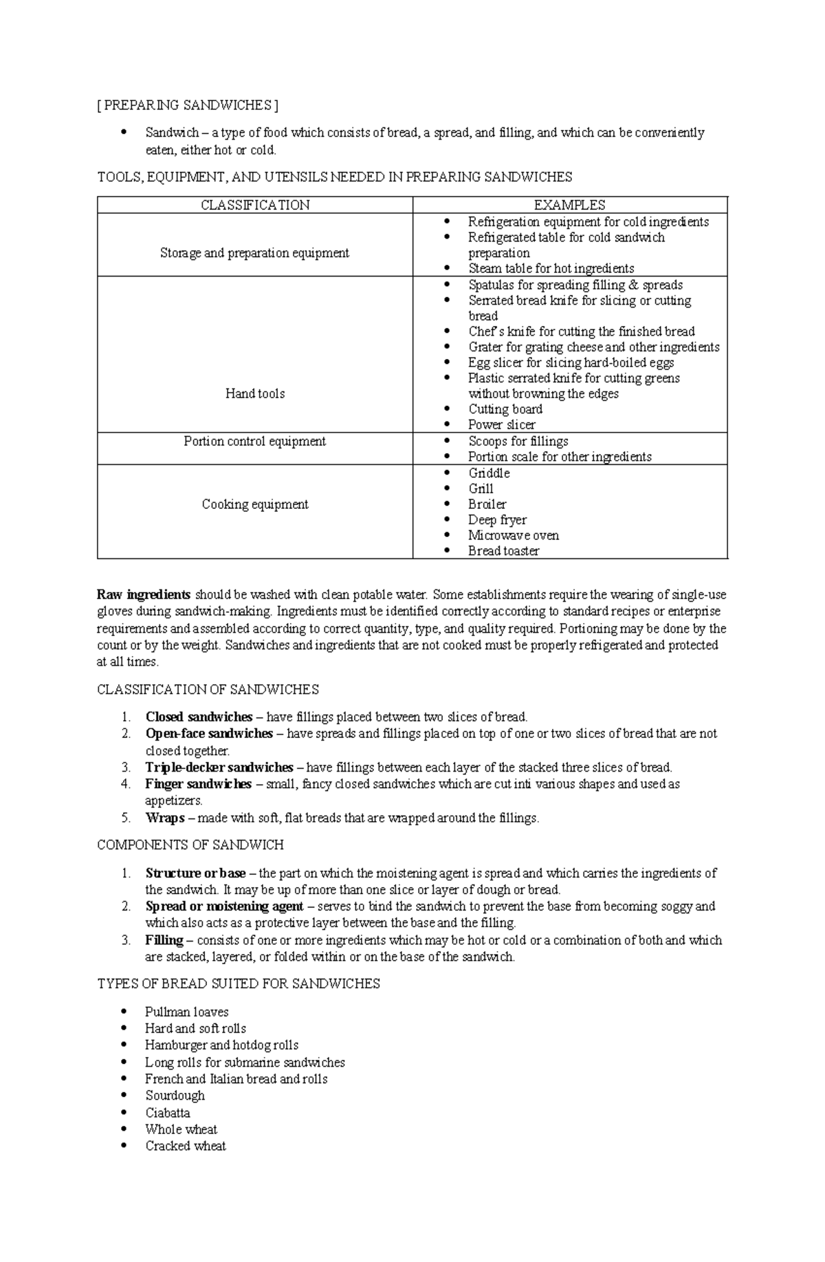 TLE-reviewer-1st - HEEHEH - [ PREPARING SANDWICHES ] Sandwich – a type ...