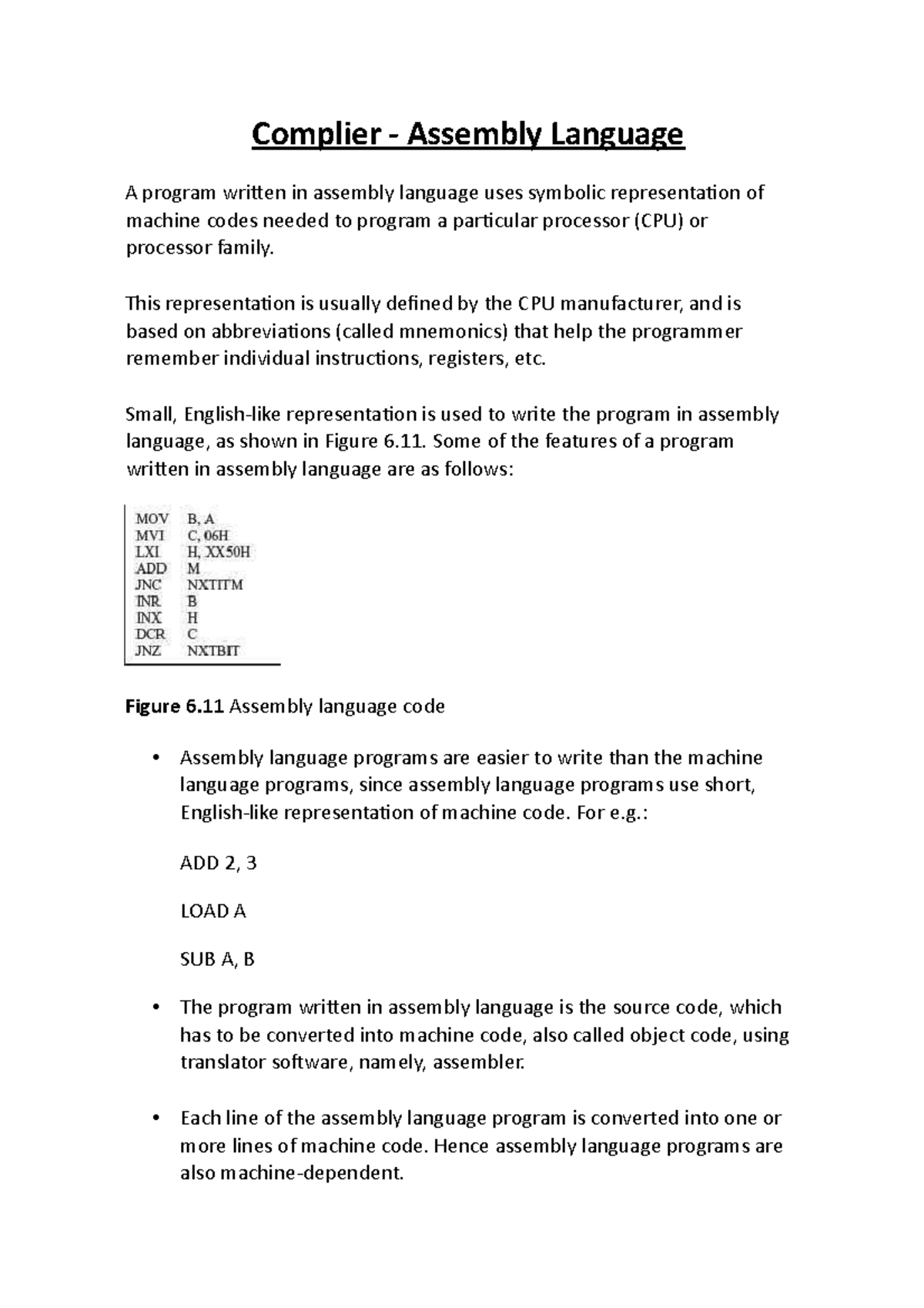 Complier - Assembly Language - COMP 2932 - GRE - Studocu