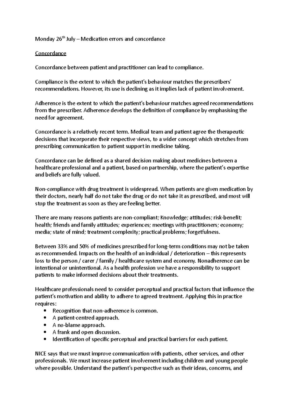 26.07.21 - Medication errors and case studies - Monday 26th July ...