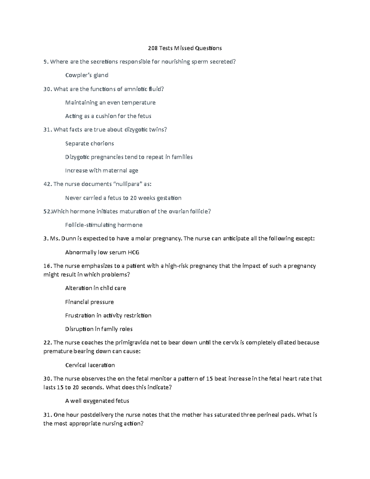 208 Missed Test Questions - 208 Tests Missed Questions 9. Where are the ...