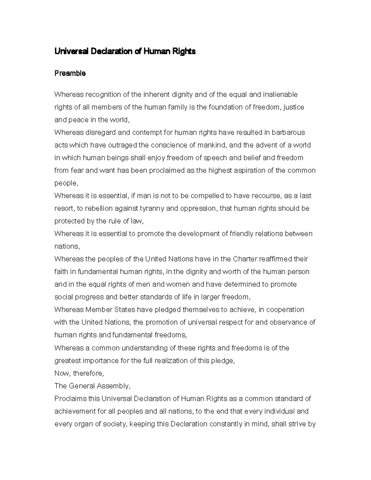 UDHR - These are the human rights declaration that needs to be followed ...