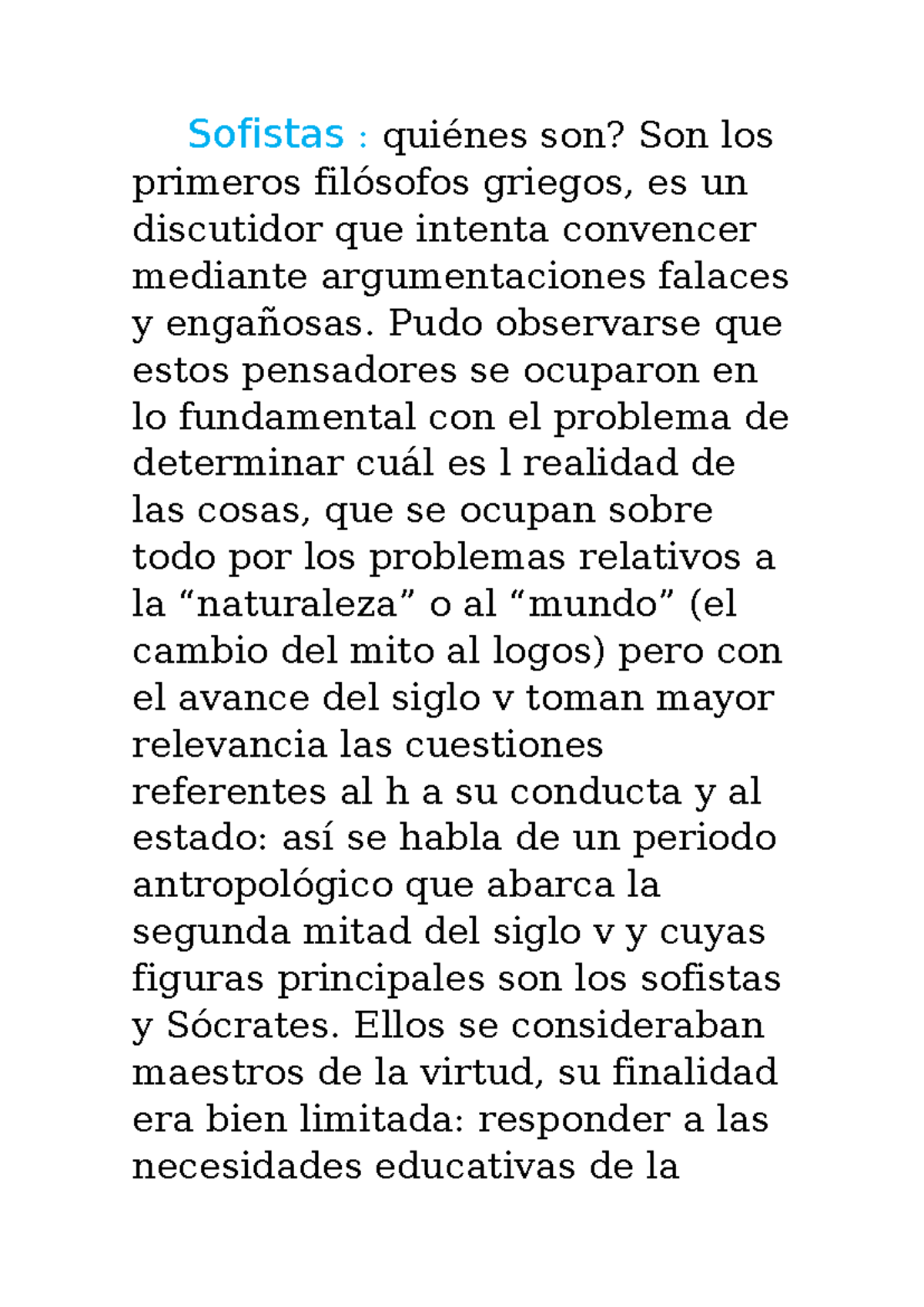 Sofistas - Resumen Principios de Filosofía - Sofistas : quiénes son? Son los primeros filósofos ...