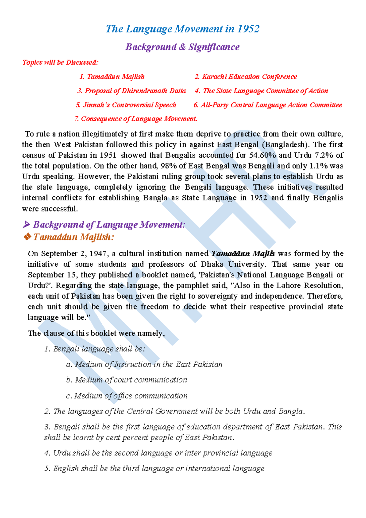 Language Movement :Background and Significance - The Language Movement ...