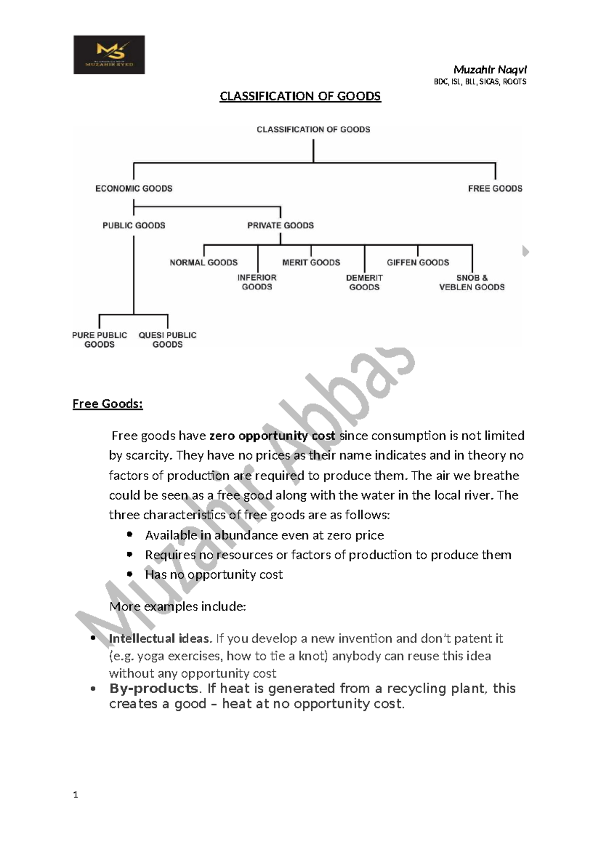 Classification OF Goods - BDC, ISL, BLL, SICAS, ROOTS CLASSIFICATION OF ...
