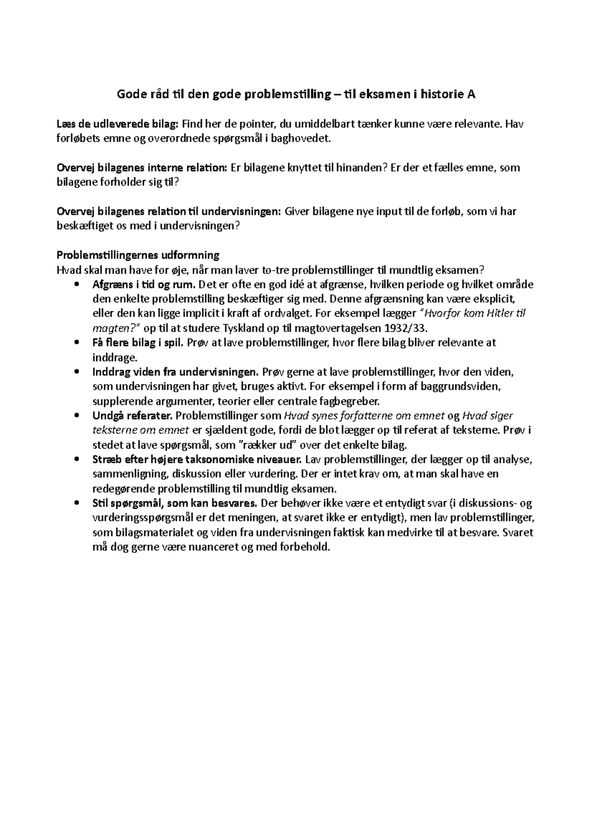 Gode råd til den gode problemstilling - Hav forløbets emne og ...