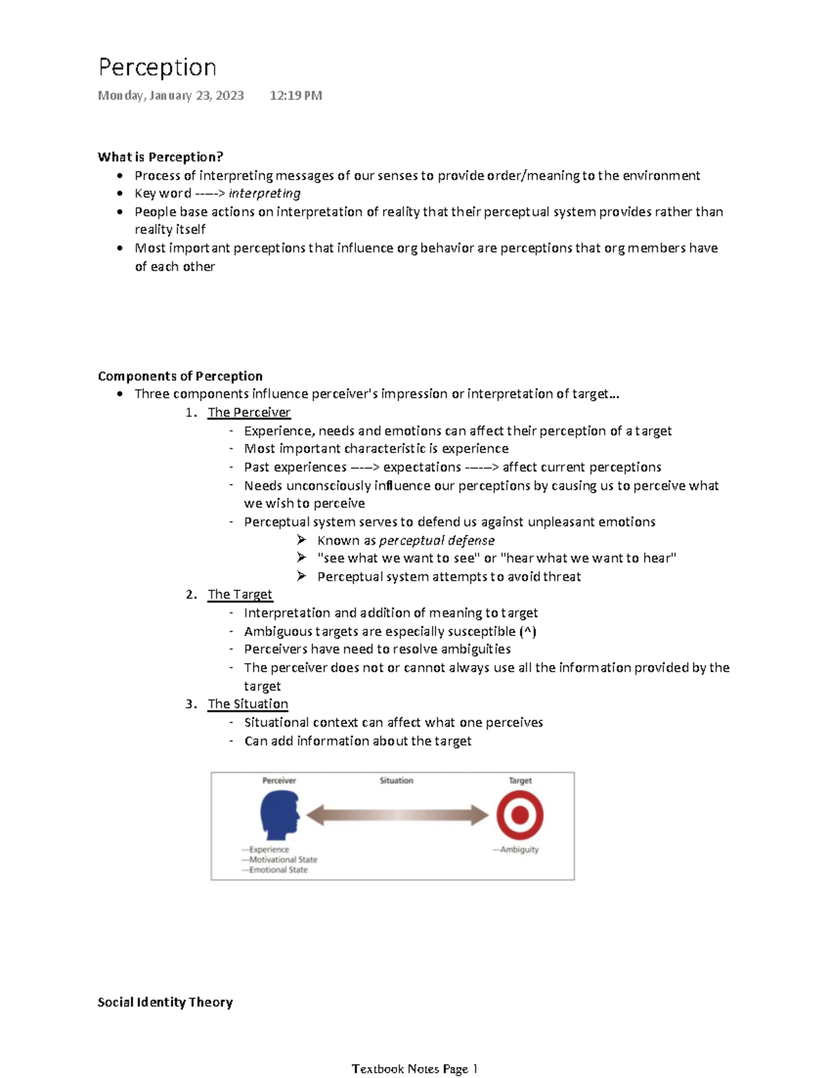 Perception - notes from textbook - What is Perception? - Process of ...
