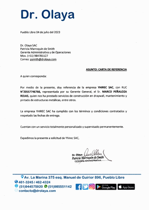 Carta DE Presentacion 2021 - Estimado: Referencia: CARTA DE ...