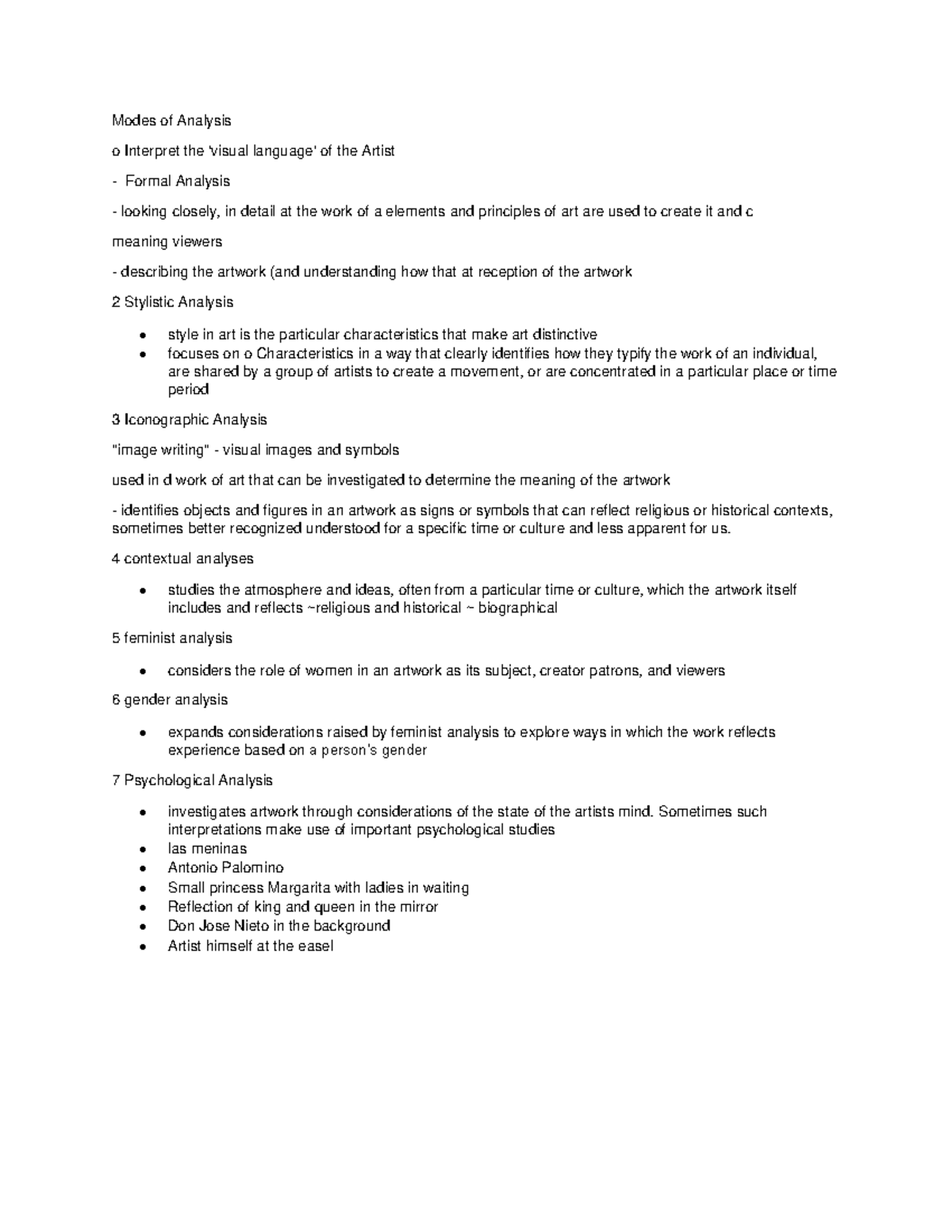 Modes of Analysis - lecture notes for art - Modes of Analysis o ...