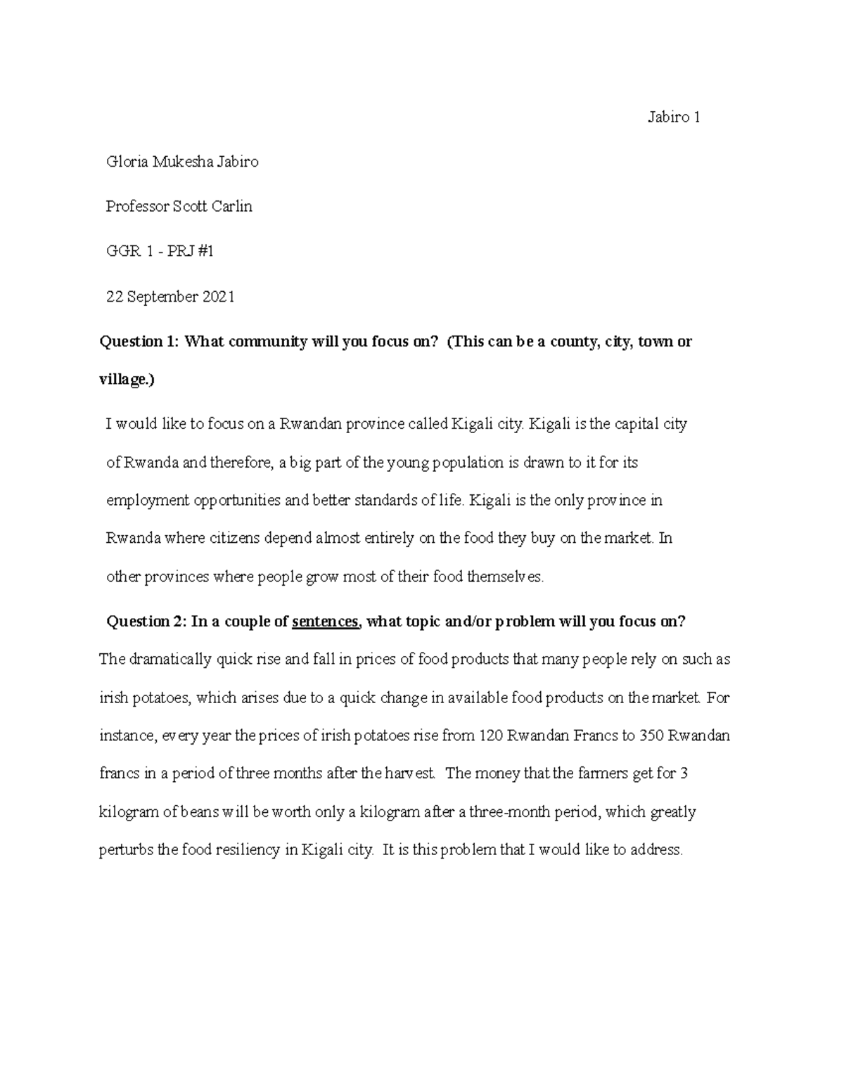 GGR Assignment - This is document that give a short text of a student's ...