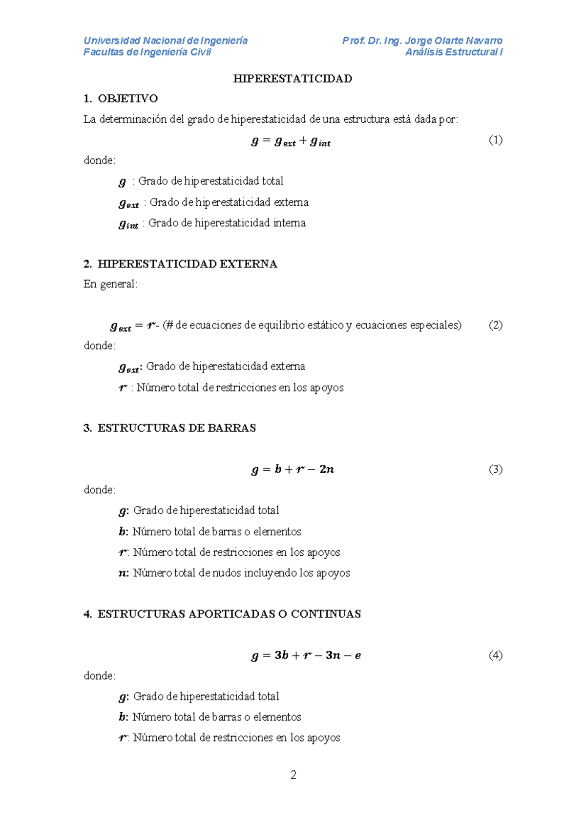 00hiperestaticidad olarte - Facultas de Ingeniería Civil Análisis ...