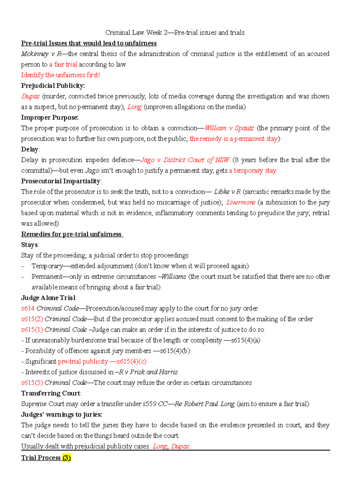 Criminal Law W2 Pretrial issues and trial - Criminal Law Week 2—Pre ...