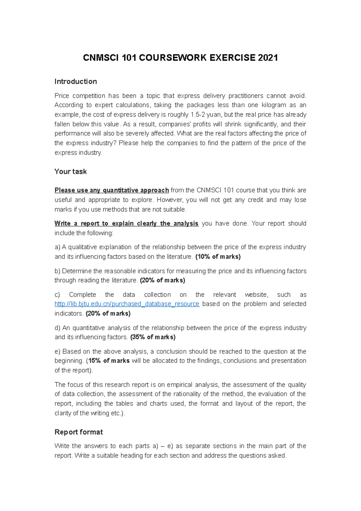 Cnmsci 101 Coursework Exercise 2021 - CNMSCI 101 COURSEWORK EXERCISE ...