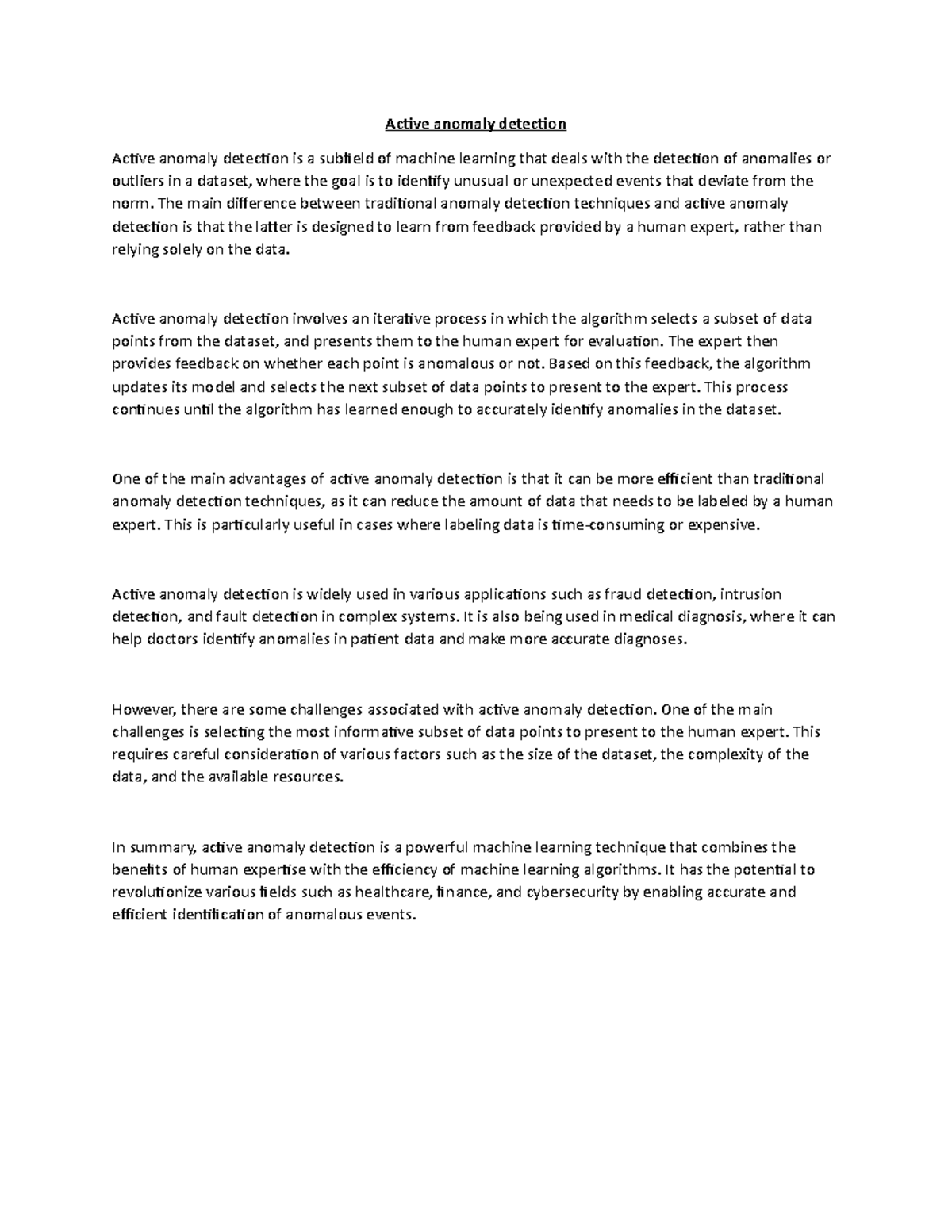 Active Anomaly Detection Active Anomaly Detection Active Anomaly Detection Is A Subfield Of