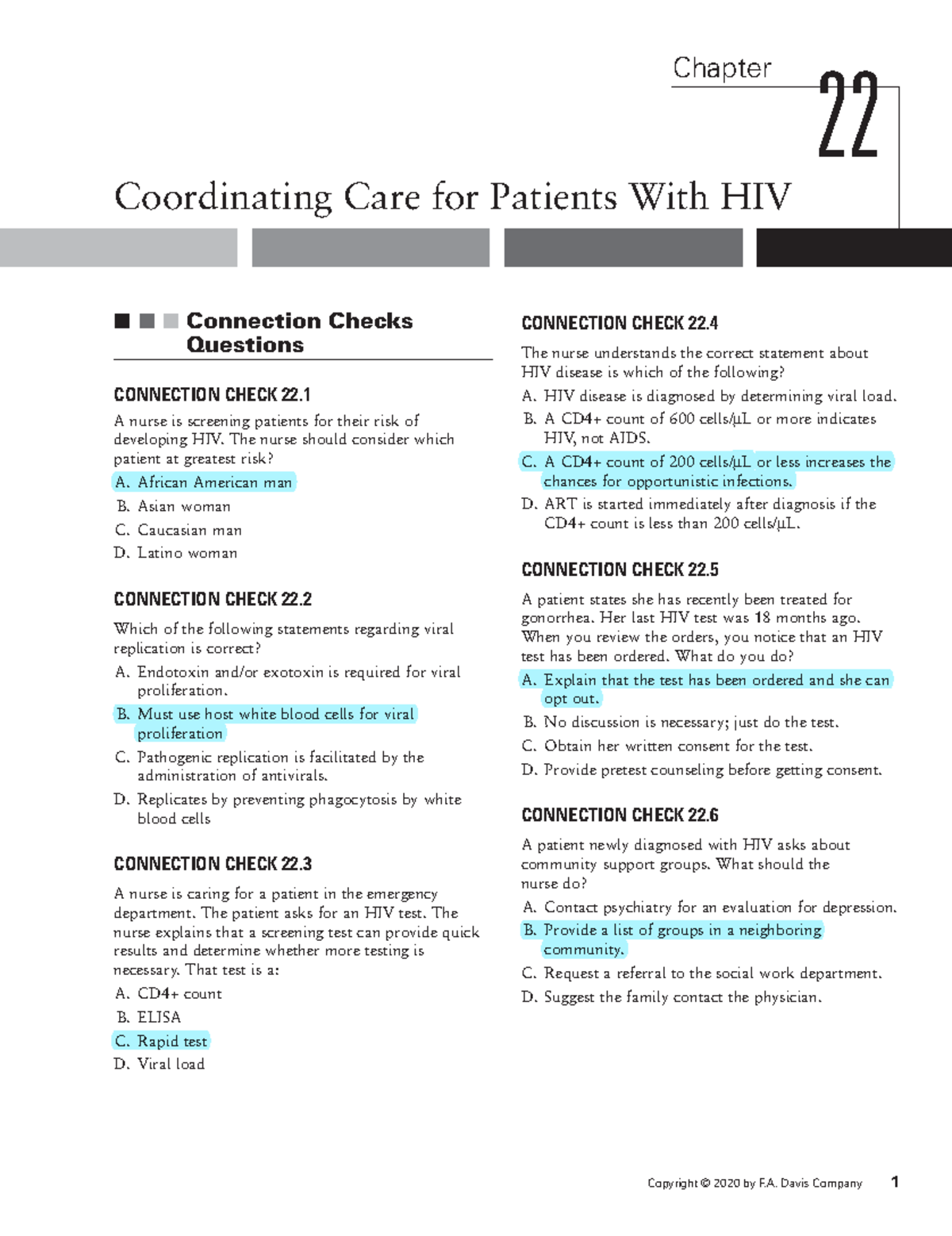 Chapter 22 Connection Checks - Copyright © 2020 by F. Davis Company 1 ...