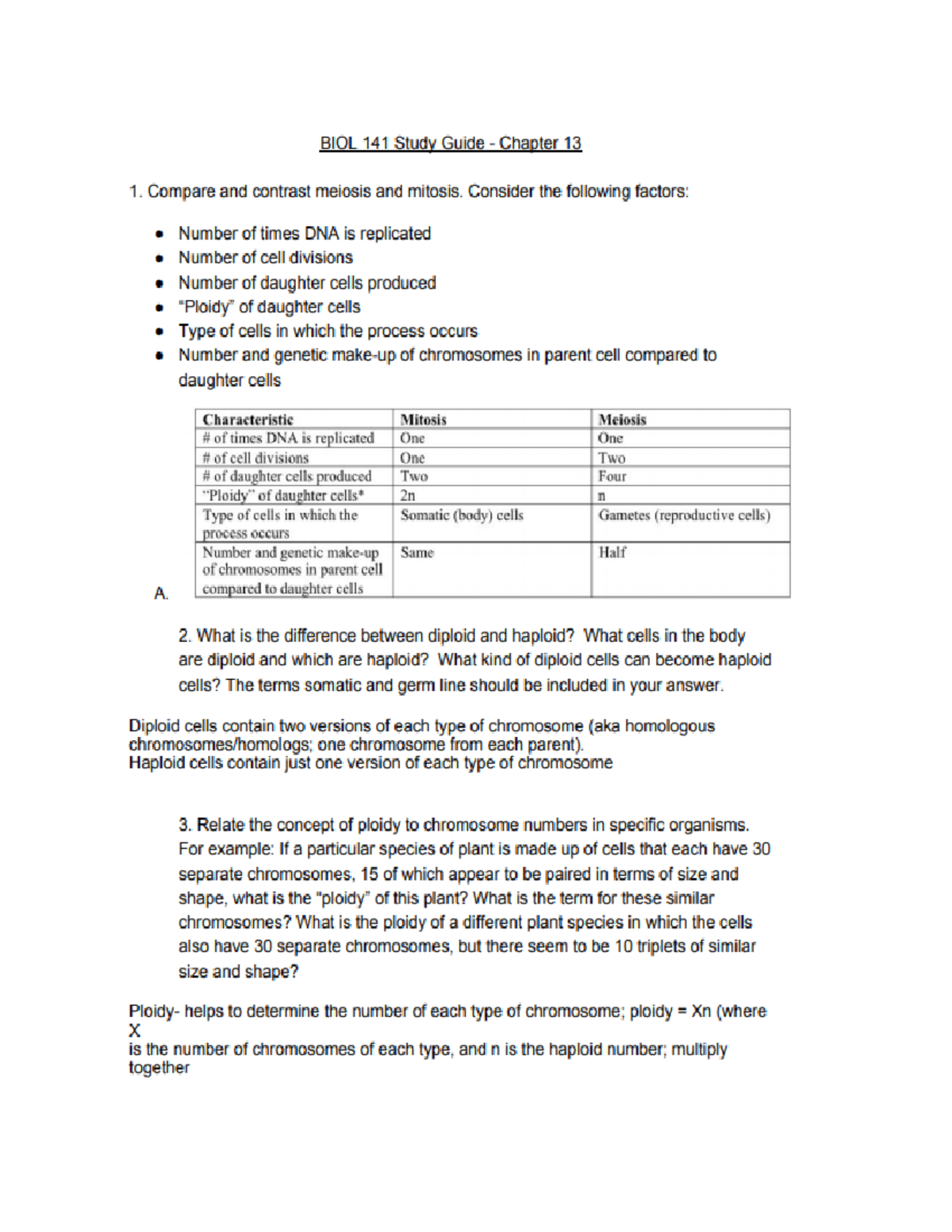 BIOL 141 Study Guide - Chapter 13 - BIOL 141 - Studocu