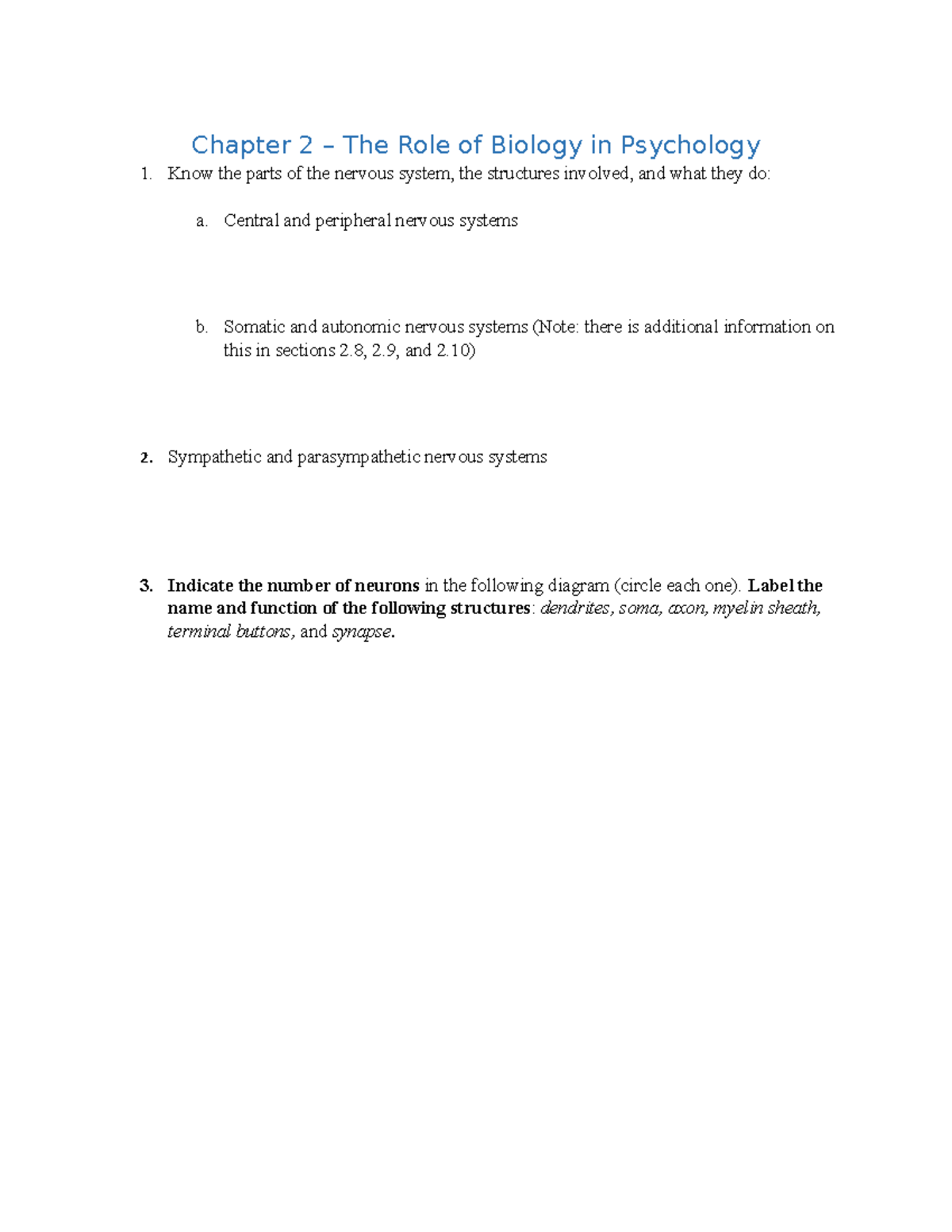 Guiding Question - Bio Psy - Chapter 2 – The Role of Biology in ...