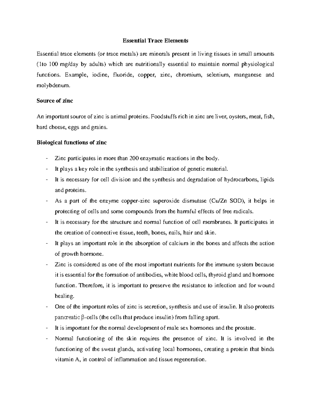 Essential-Trace-Elements - Essential Trace Elements Essential trace elements (or trace metals ...