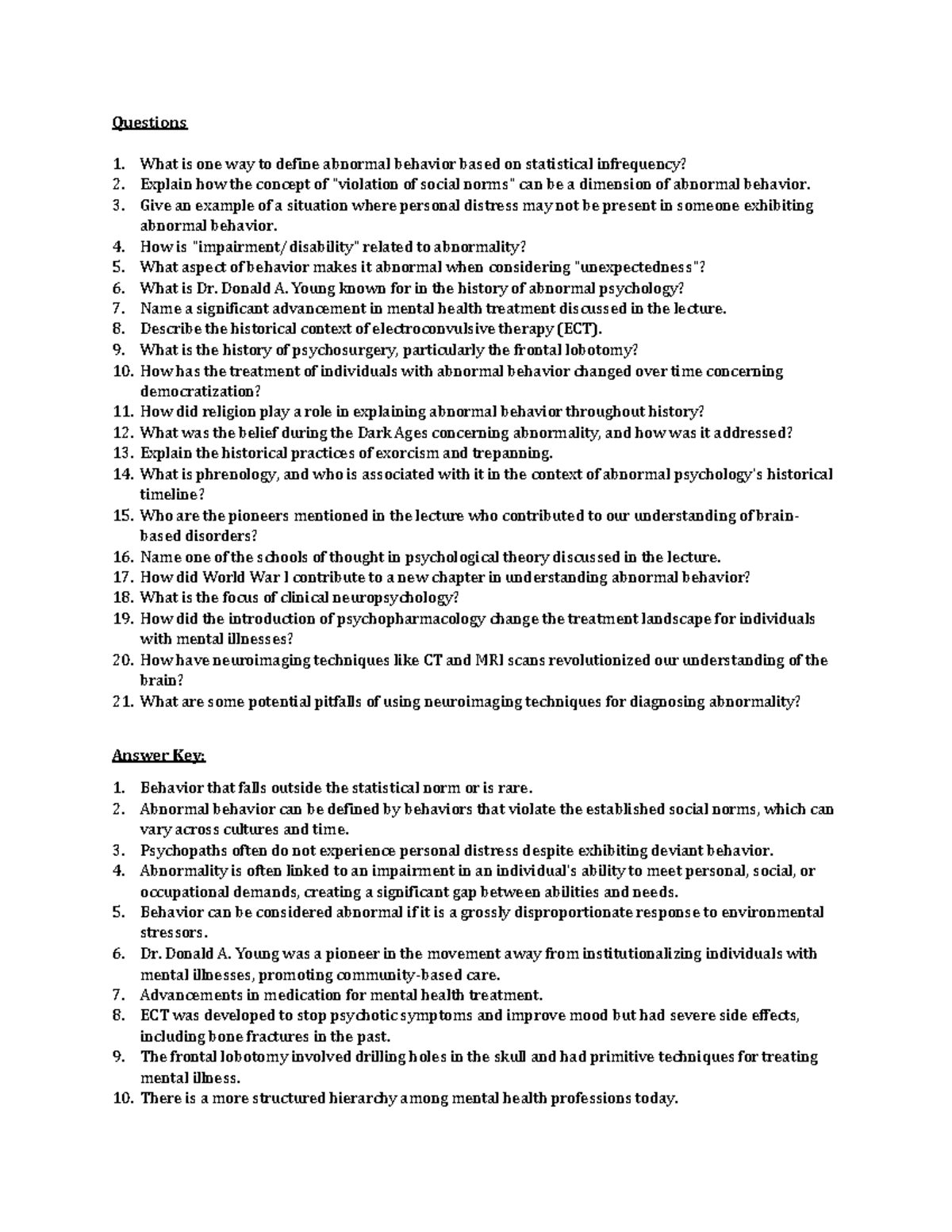 Lecture 1 Introduction to Clinical Psychology Practice Quiz - Questions ...