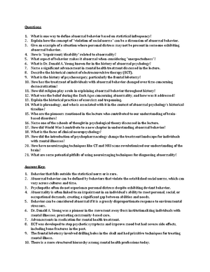 Lecture 3 Introduction to Clinical Psychology - University of Toronto ...