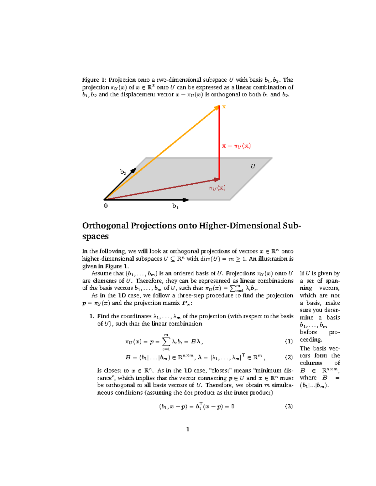 Orthogonal Projections onto Higher Dimensional Sub Spaces - Figure 1 ...