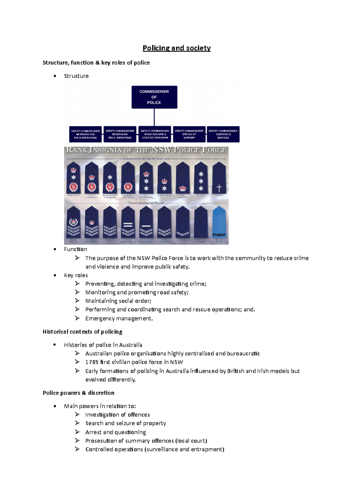 Policing and society - Summary Introduction to Criminal Justice ...