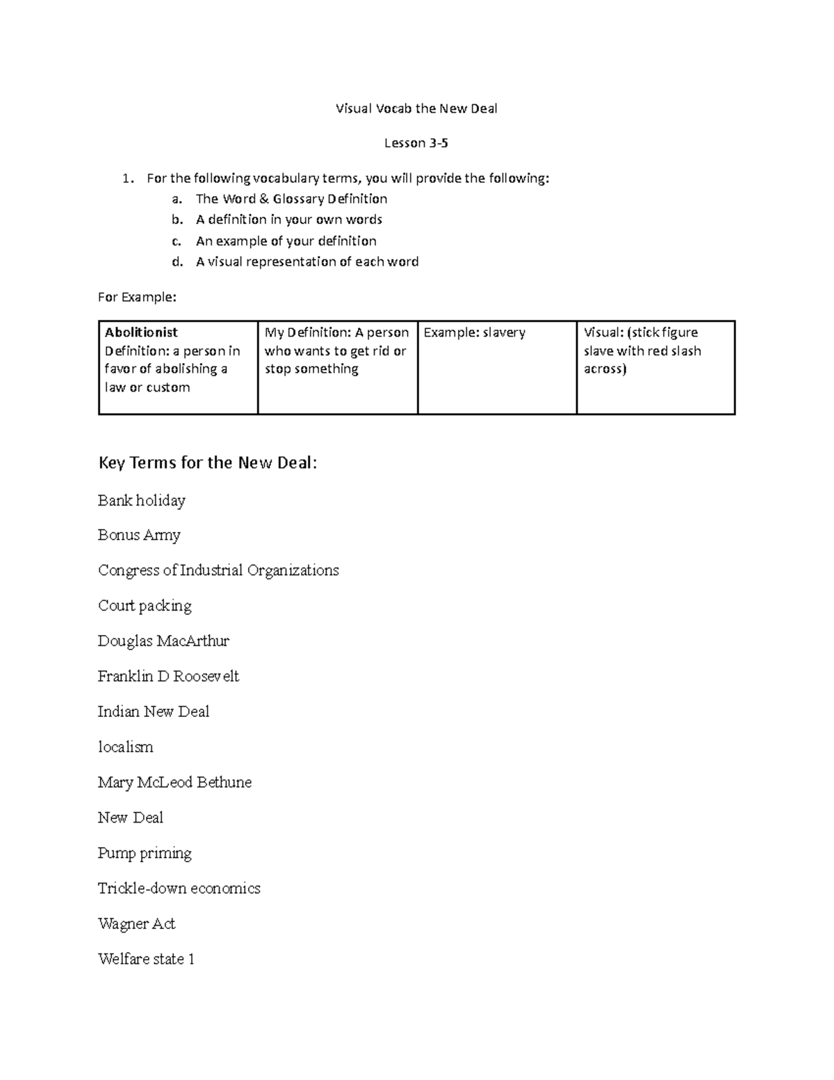 Copy of Visual Vocab the New Deal - Visual Vocab the New Deal Lesson 3 ...