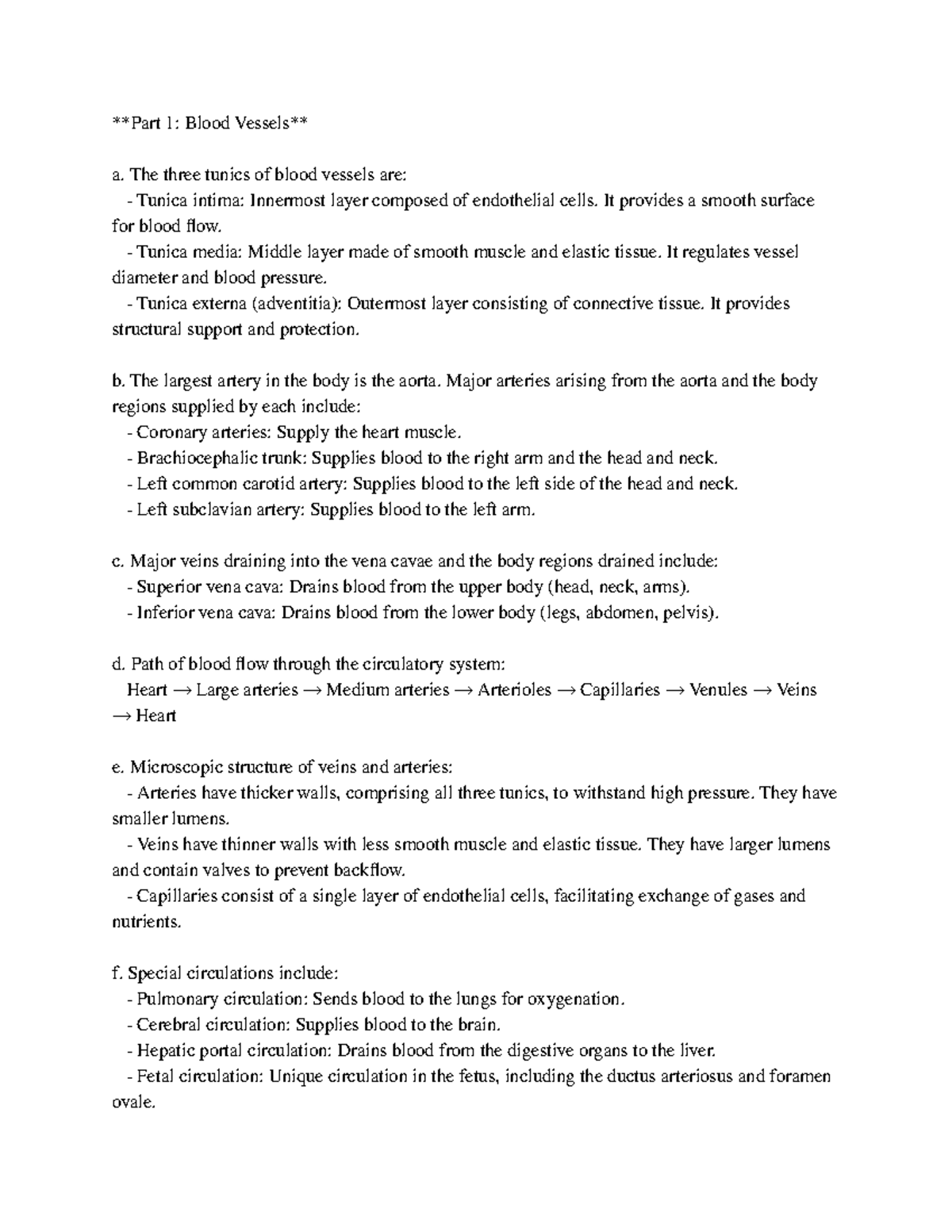 Practical 2 Study Guide - Part 1: Blood Vessels a. The three tunics of ...