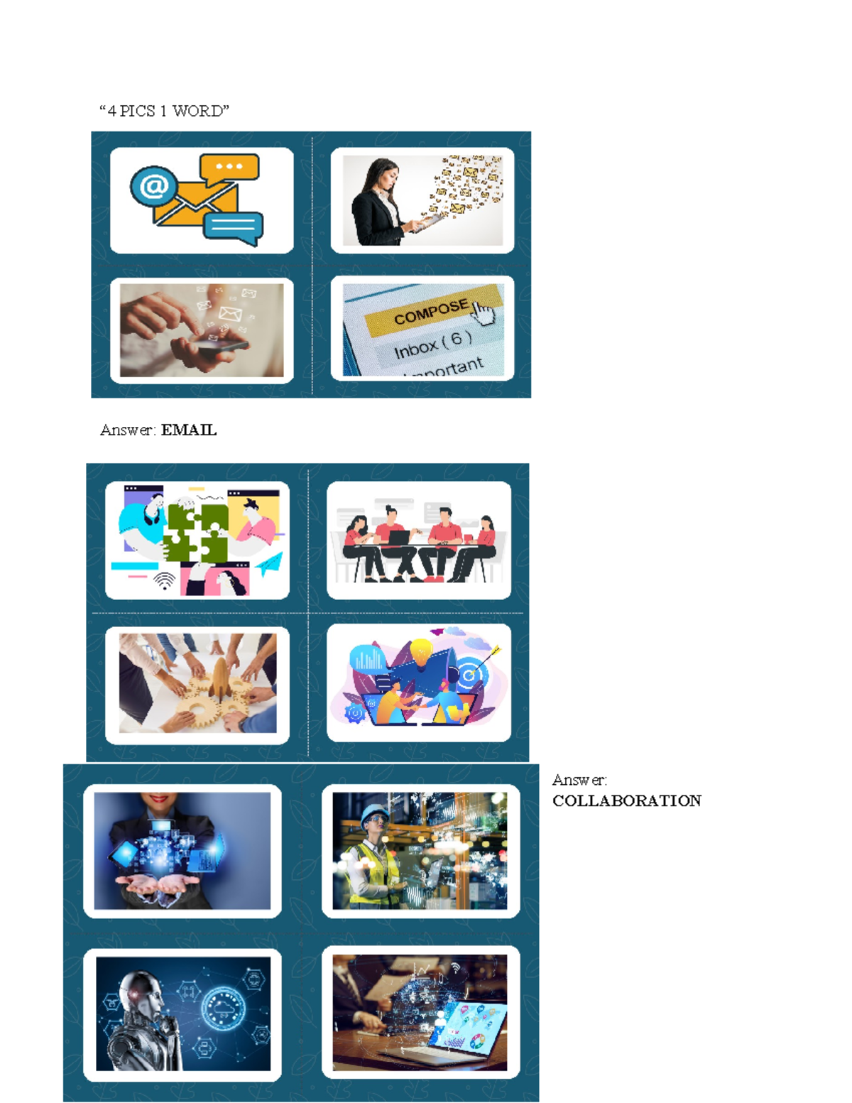 4 pics 1 word - Business - “4 PICS 1 WORD” Answer: EMAIL Answer ...