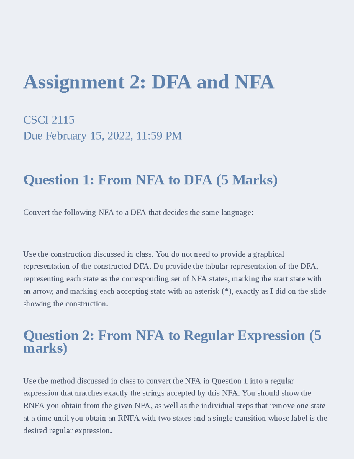 Equivalence - Assigment 5 2115 theory of computer science - Assignment ...