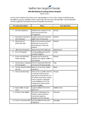 HIM-360 Final Project - Kayla Lewis Southern New Hampshire University HIM-360: Coding & - Studocu