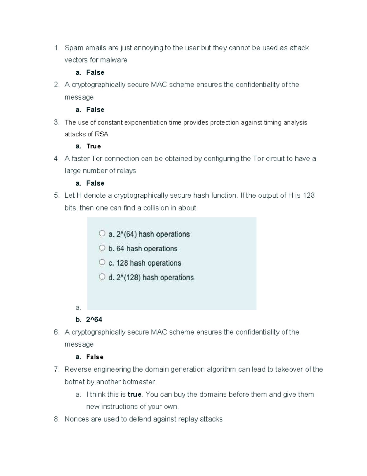 2020 Fall Quiz 5 - Exam/Practice - Spam emails are just annoying to the ...