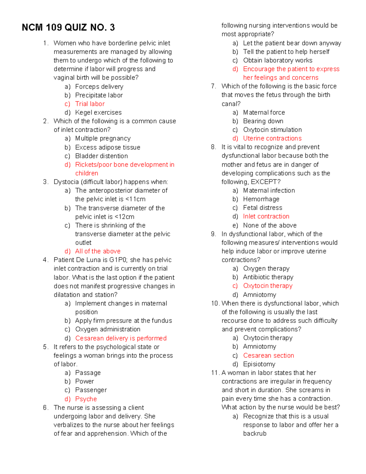 QUIZ 3 NCM 109 - quiz - NCM 109 QUIZ NO. 3 Women who have borderline ...