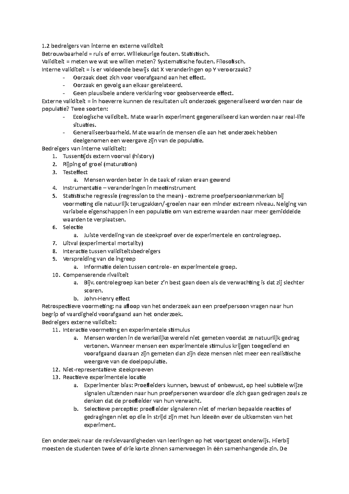 Samenvatting hoofdstuk 1 en 10 - 1 bedreigers van interne en externe ...