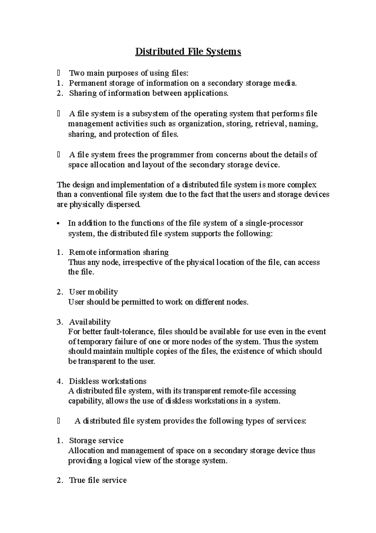 DFS - File models - distributed systems - Studocu