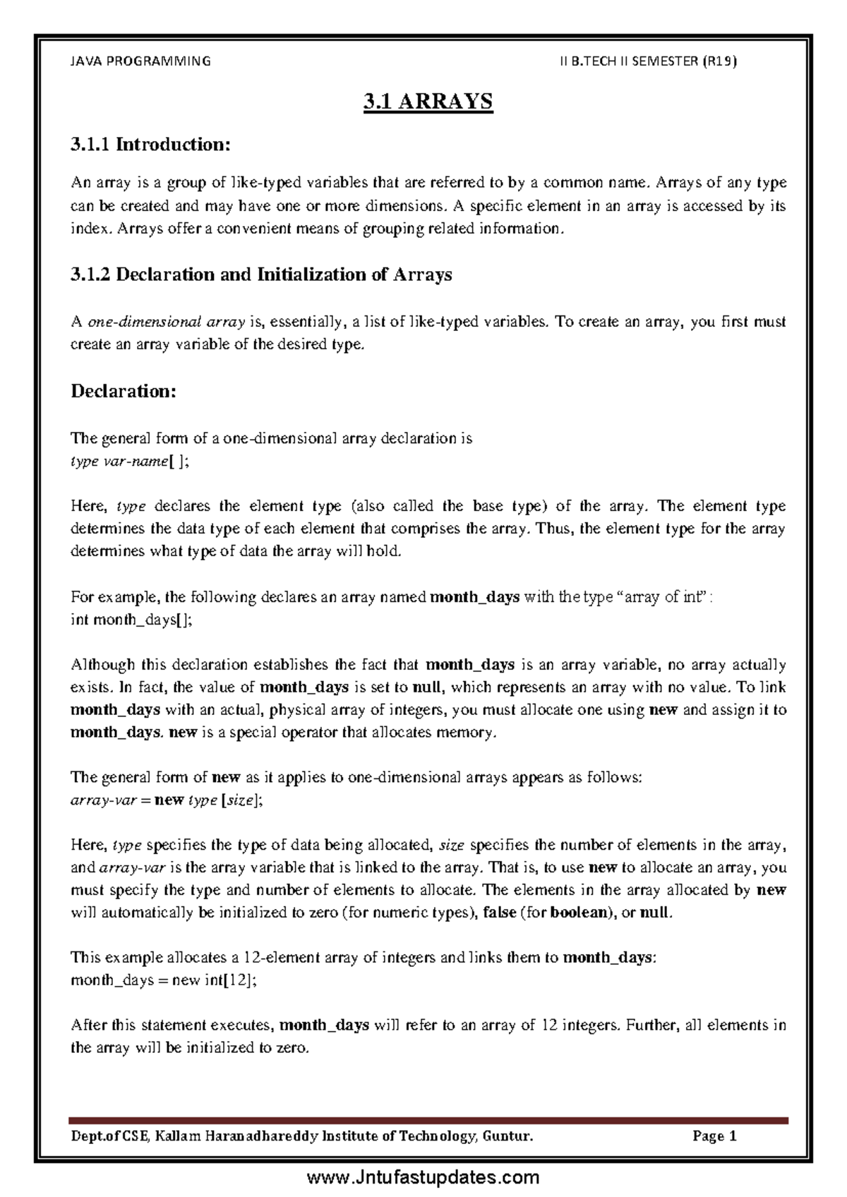 Java R19 - UNIT-3 - java unit-3 - Dept CSE, Kallam Haranadhareddy ...