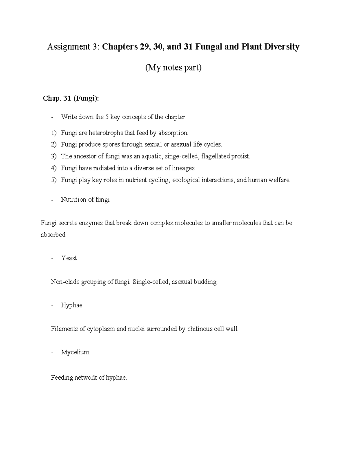 Assignment 3 - My notes part - Assignment 3 : Chapters 29, 30, and 31 ...