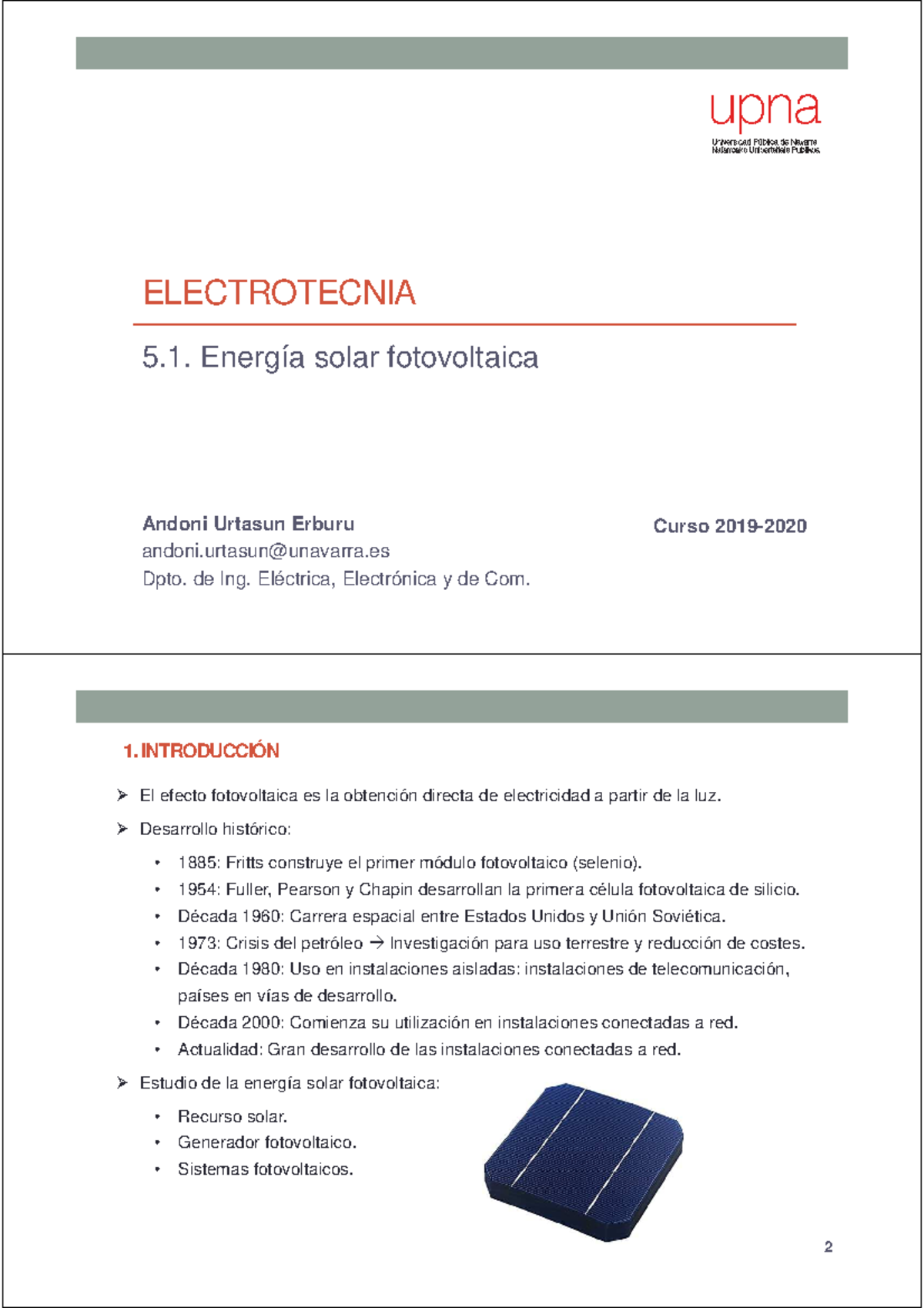 Electrotecnia tema 5 - TEMA 5 - ELECTROTECNIA 5. Energía solar ...