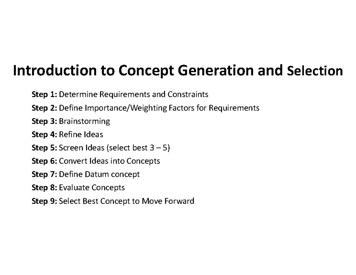 DIVE Exercise 3 Reading - Introduction to Concept Generation and ...
