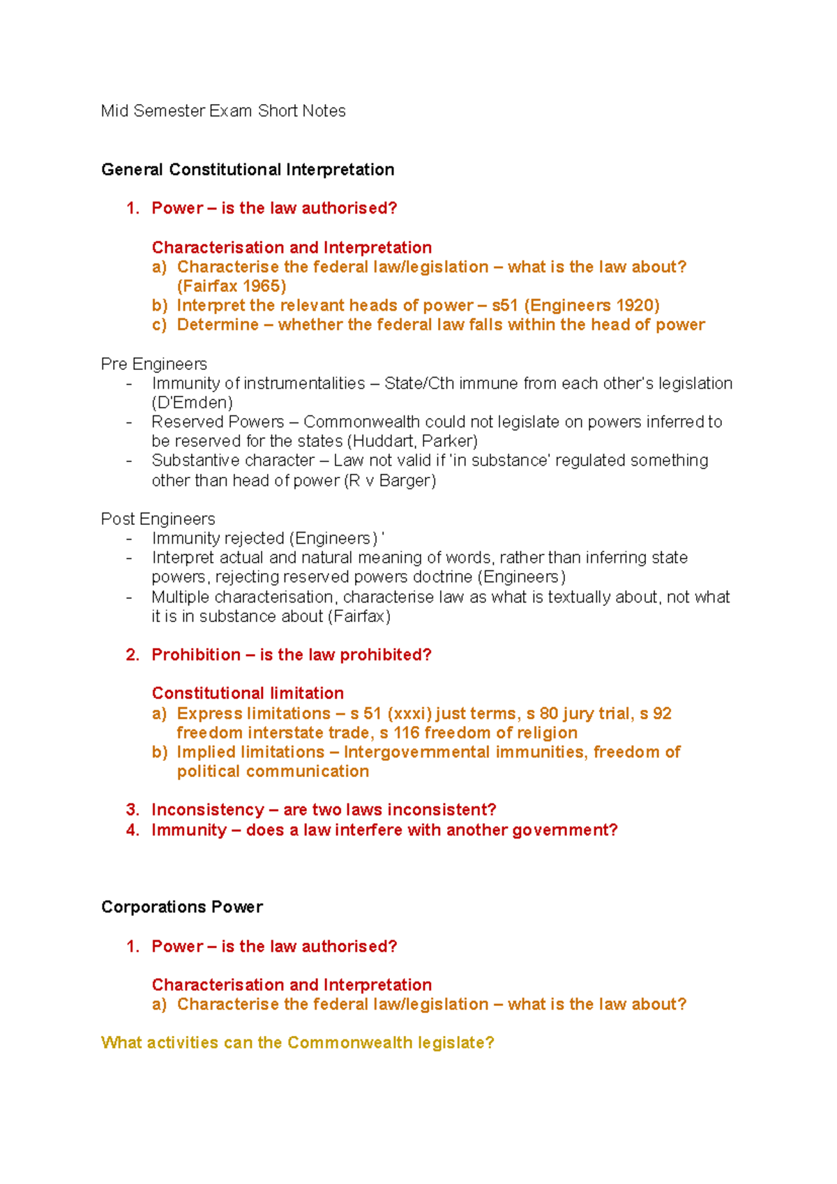 Mid Semester Exam Short Notes - Mid Semester Exam Short Notes General ...