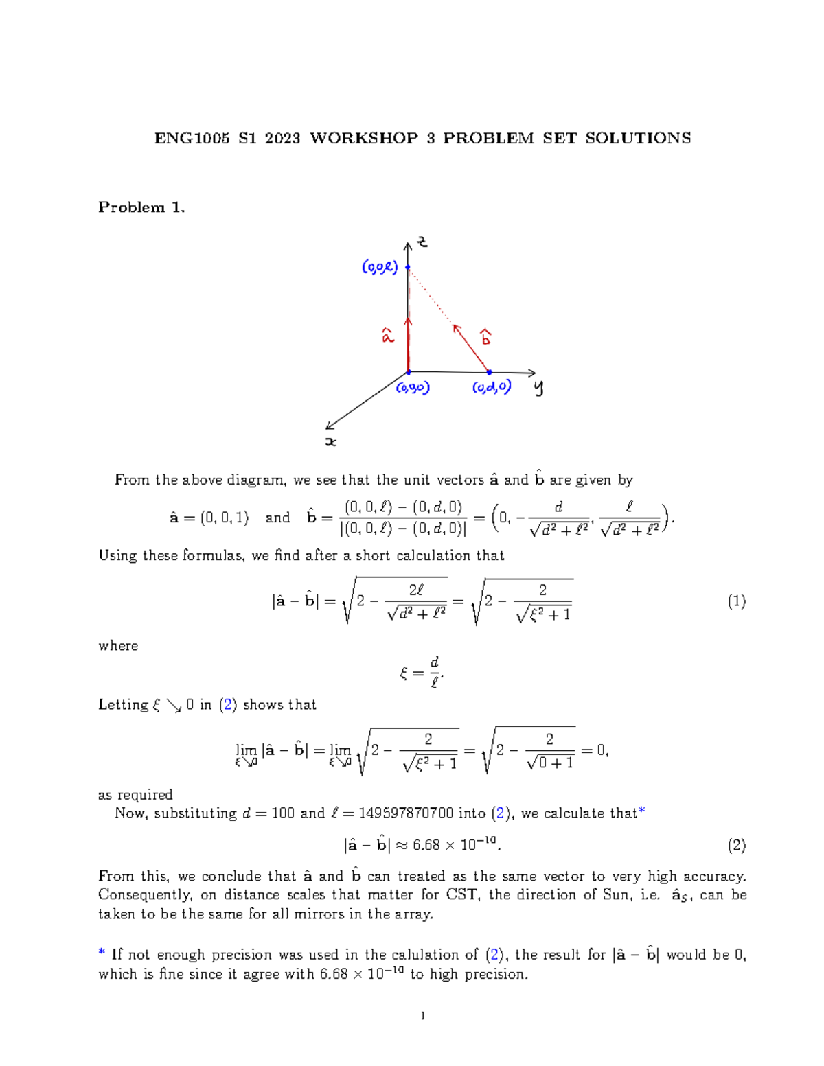 Matrices workshop - ENG1005 S1 2023 WORKSHOP 3 PROBLEM SET SOLUTIONS Problem 1. From the above ...