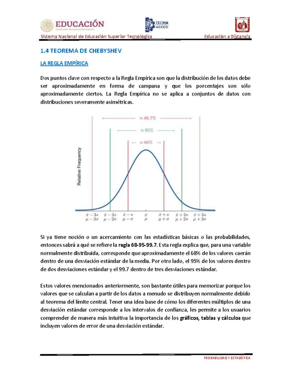 Subtema 1.4 Teorema de Chebyshev - 1 TEOREMA DE CHEBYSHEV LA REGLA ...
