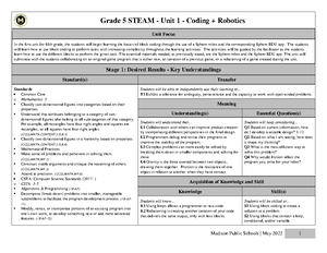 Robotics - Grade 6 - ;kndsogn - Instructional Tools: Topic: Grade: Unit ...