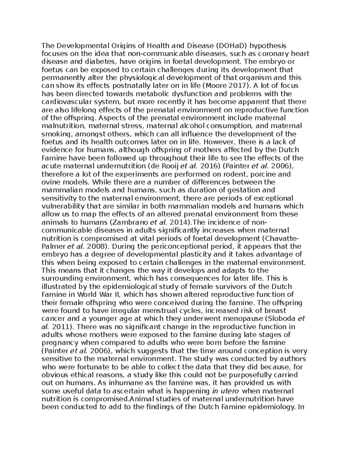 1045 - essay written for bio - The Developmental Origins of Health and ...