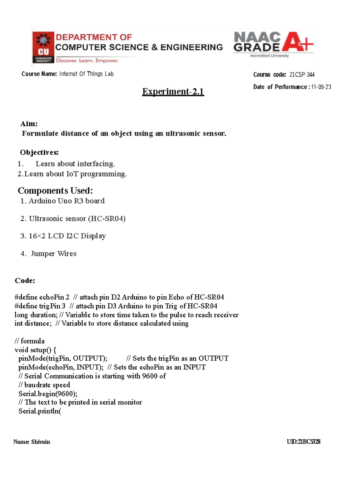 IOT 2 - ITs just a mandatory assignments - Course Name: Internet Of Things Lab Experiment-2 ...