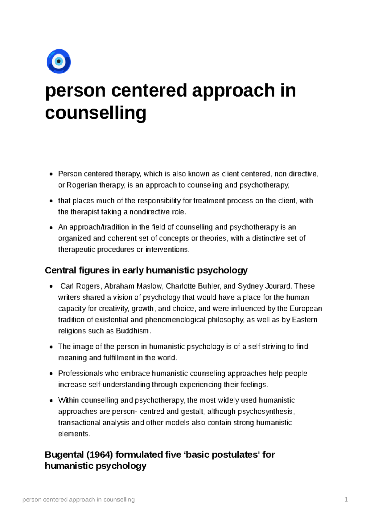 Person centered approach in counselling - . person centered approach in ...